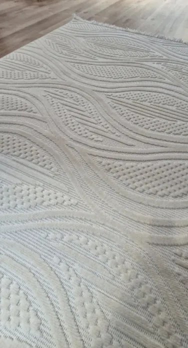 HU Krémově béžový moderní koberec TWIST CREAM 31204A Rozměr: 60x100 cm