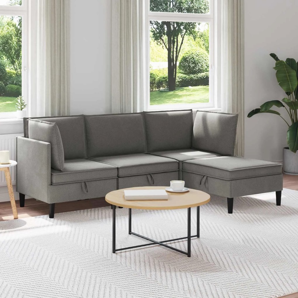 Sada nábytku do obývacího pokoje 4 ks Tmavě šedá Textil 3413805
