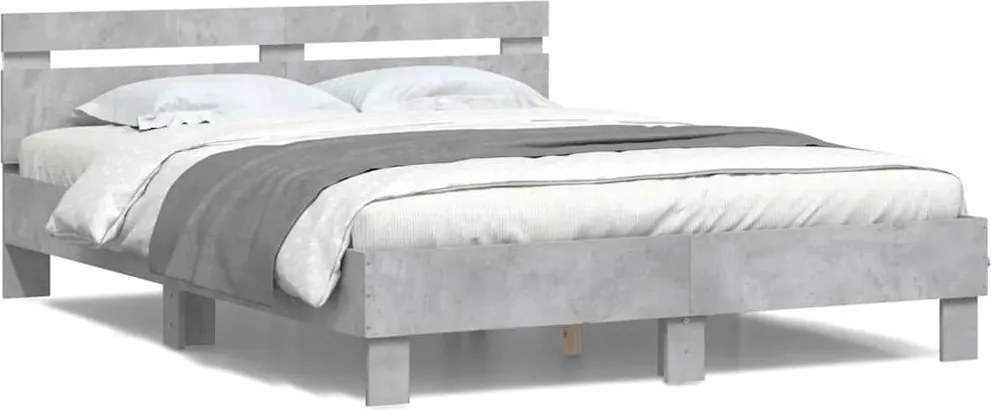 Rám postele s čelem a LED osvětlením betonově šedý 150 x 200 cm 3207542