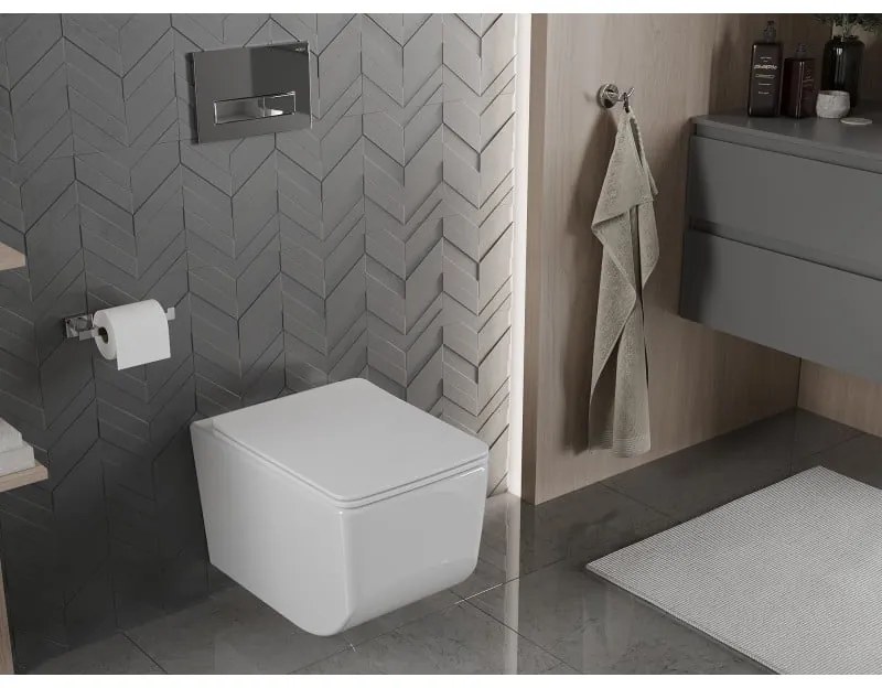 Mexen Vera, závěsné WC Rimless 51 x 36 cm s pomalu padajícím sedátkem z duroplastu, bílá, 30164000