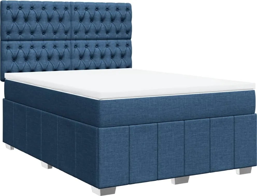 Box spring postel s matrací modrá 140x200 cm textil 3291704
