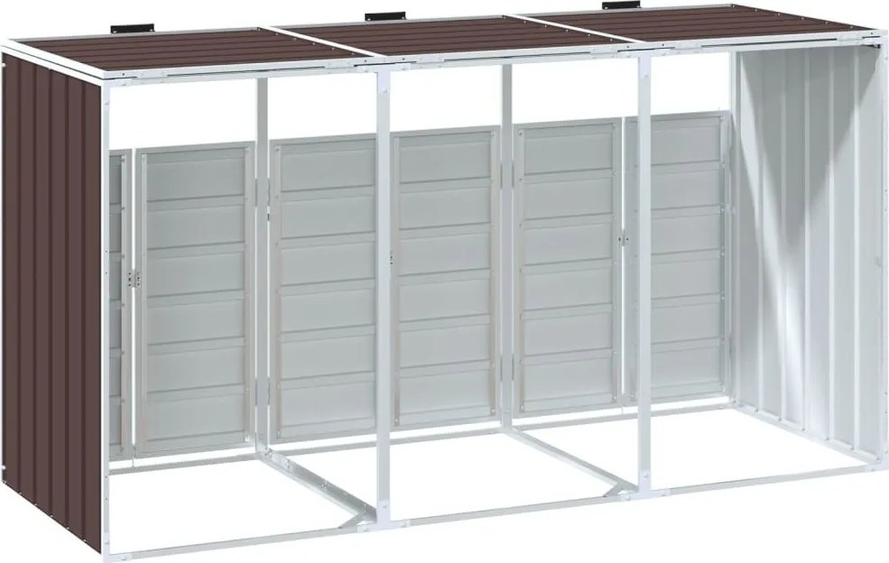 vidaXL Box na 3 popelnice 216 x 81 x 115 cm ocel [4006182] Barva: Hnědá