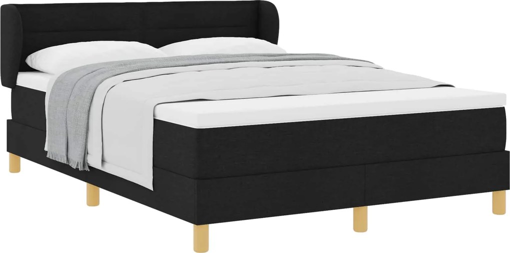Postel s boxspringem s matrací s čelo Černá 140 x 200 cm textil 3340152