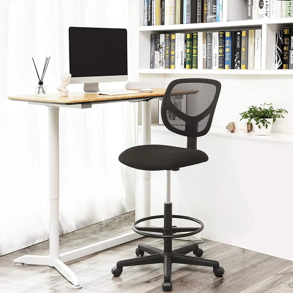 Síťová kancelářská židle, otočná židle s výškou sedáku 55-75 cm, černá
