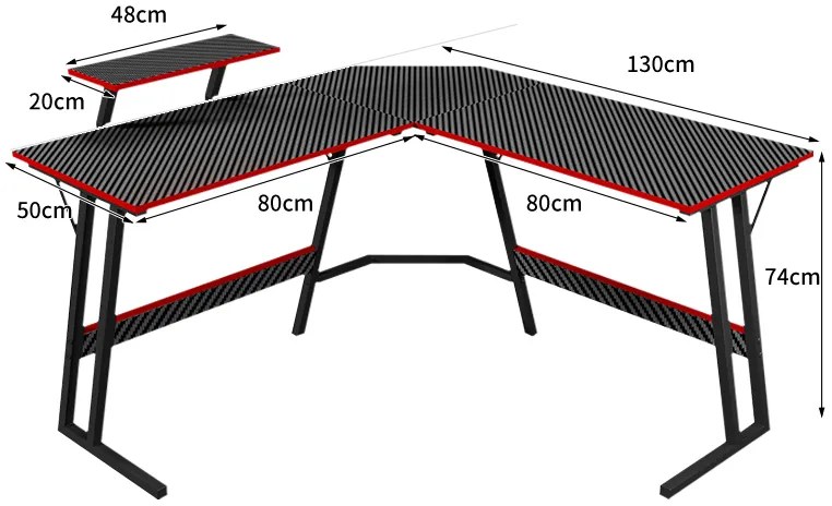 Herní stůl BG02 černý 130 cm