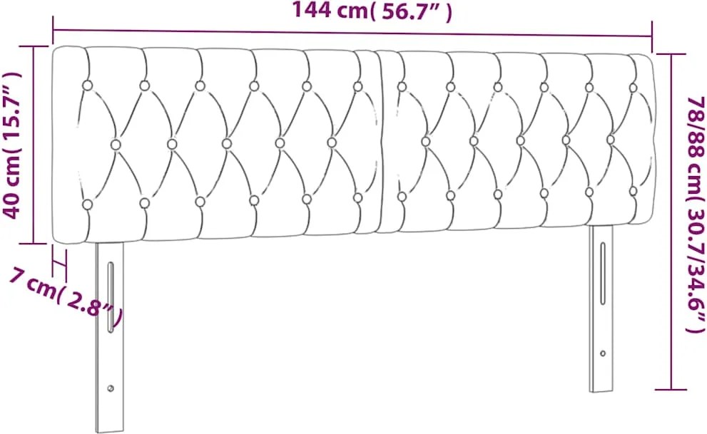 Čelo postele s LED tmavě šedé 144 x 7 x 78/88 cm textil 3121947