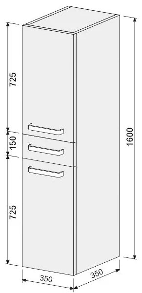 Intedoor Sonata 35 SVKL D370 skříňka vysoká s košem závěsná LEVÁ dub Wellington