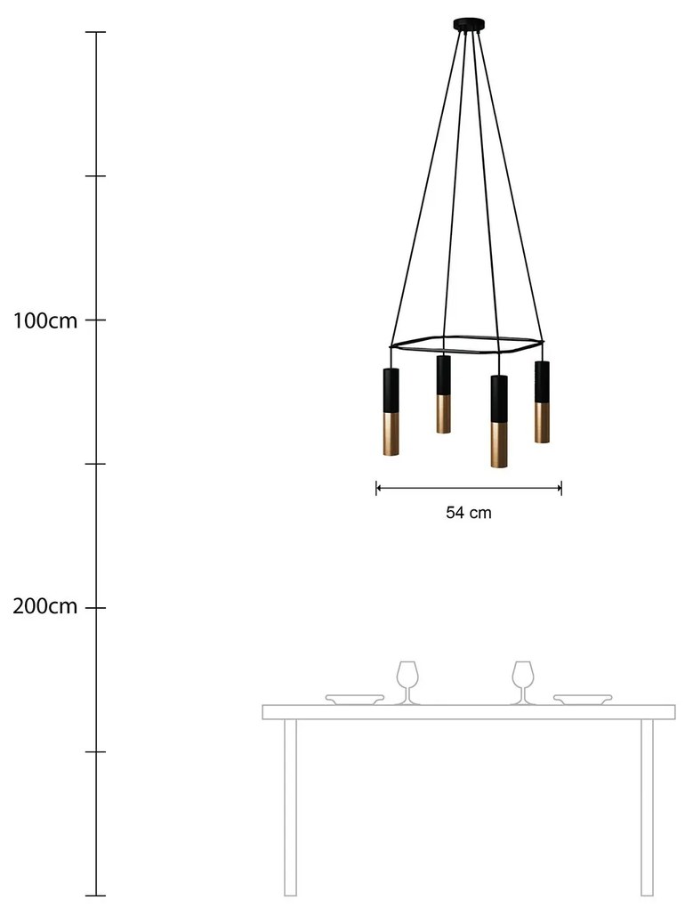 creative cables Lustr cage Tub-E14 s dvojitým stínidlem a se 4 žárovkami Barva: Černá-matný bronz