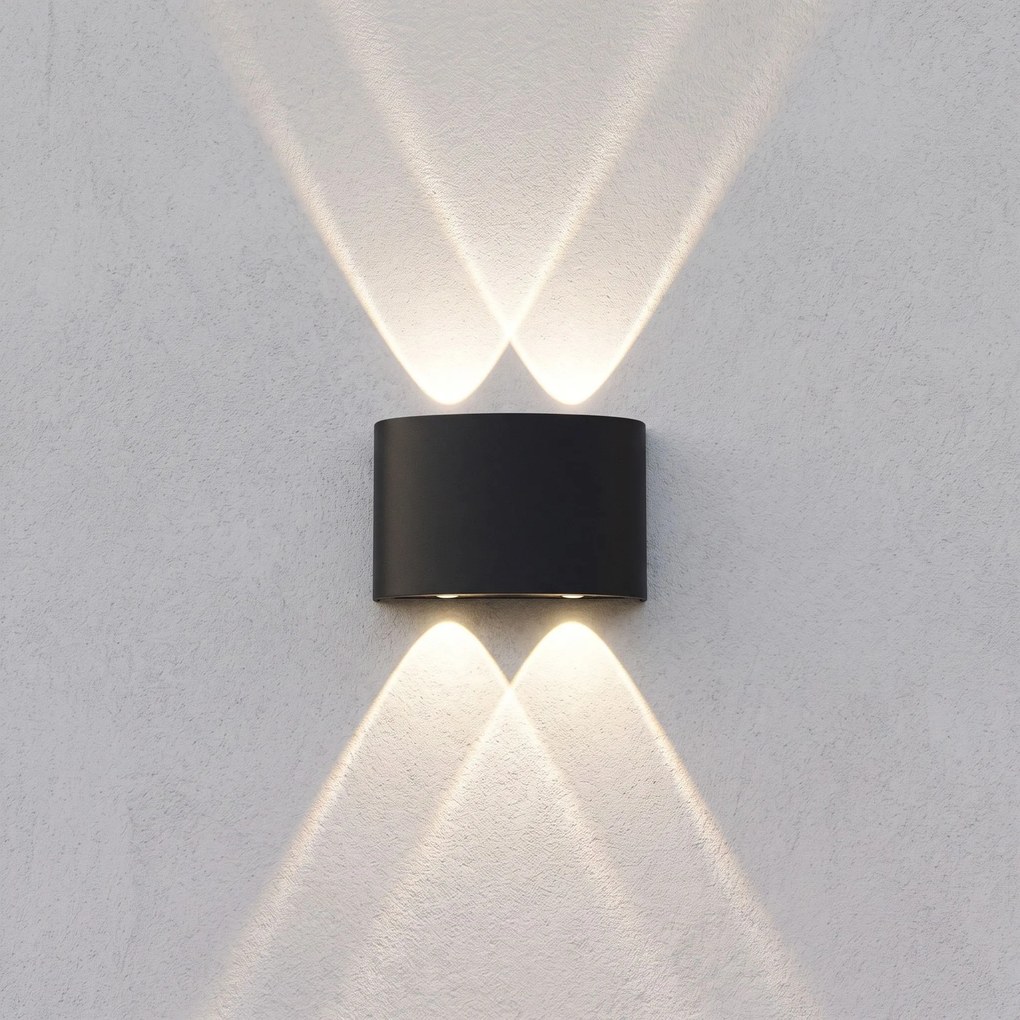 Toolight Toolight, JNH039-4G, venkovní LED nástěnné svítidlo nahoru/dolů, 4 LED, 12 W, 4000 K, IP44, černá matná, OSW-56230