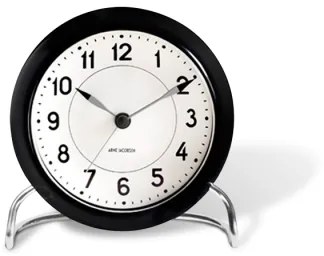 Stolní hodiny s budíkem Station Black 11 cm Arne Jacobsen Clocks