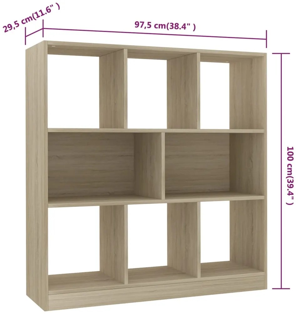 vidaXL Marketos Knihovna dub sonoma 97,5 x 29,5 x 100 cm kompozitní dřevo