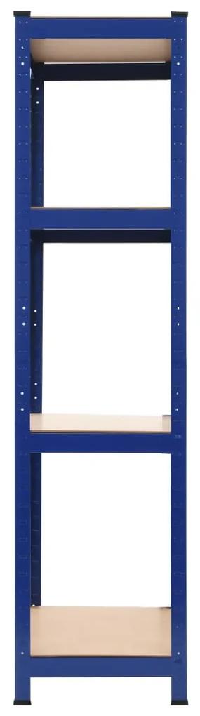 4patrový úložný regál modrý ocel a kompozitní dřevo,  144273