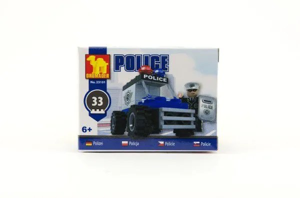 Dromader Policie 23101 Stavebnice Auto 33ks v krabici 9,5x7x4,5cm