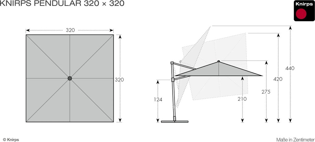 KNIRPS 320 x 320 cm tmavě šedá