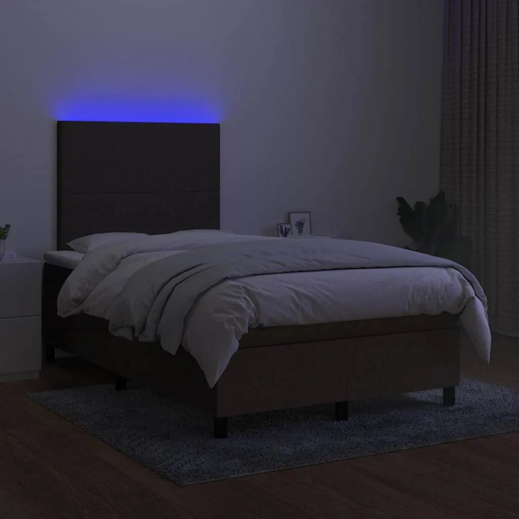 Box spring postel s matrací a LED tmavě hnědá 120x200 cm textil 3134704