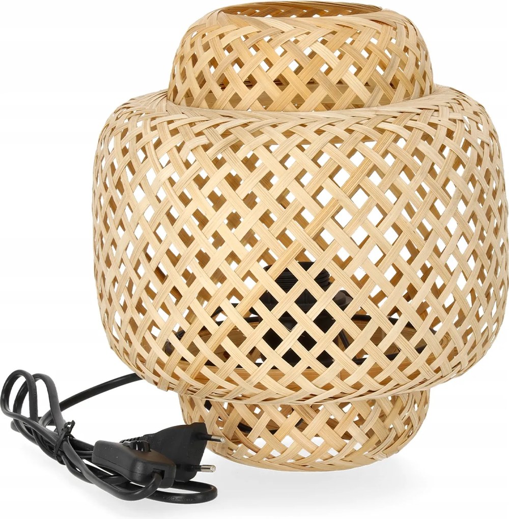 Stolní lampa Malá Styl Boho Pletená Bambusová 22 cm Přírodní 1xE27