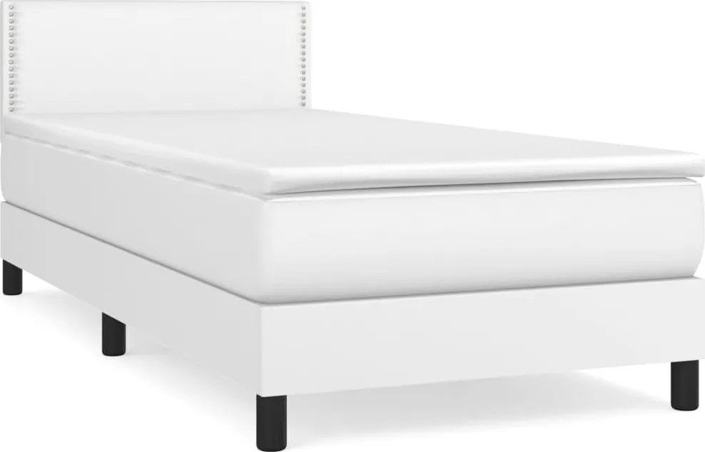 vidaXL Box spring postel s matrací 80 x 200 cm umělá kůže [3141030] Barva: Bílá