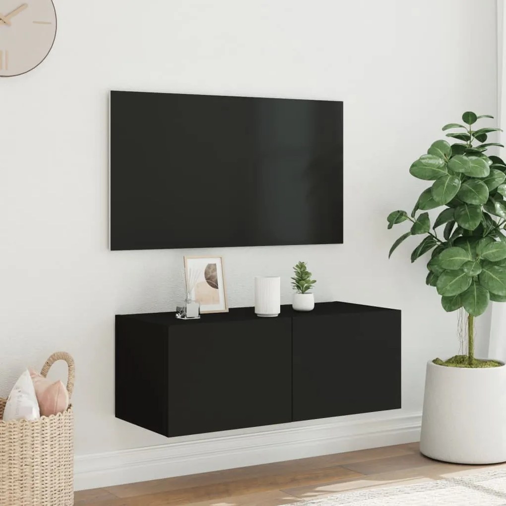 vidaXL Nástěnná TV skříňka s LED osvětlením 80 x 35 x 31 cm [837283] Barva: Betonová šedá