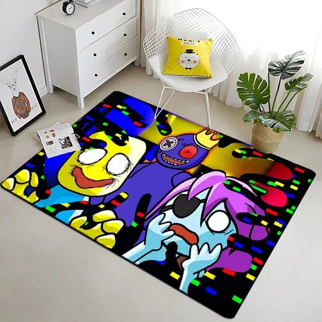 Protiskluzový koberec / předložka s barevnými motivy ze hry "Rainbow friends" vhodný do dětského pokoje (12-16) Barva: 13, Velikost: 60 cm x 90 cm