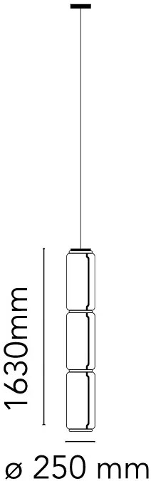 Flos Noctambule S3 High Cylinder, závěsné svítidlo ze skla, 4x9W LED 2700K, výška 163cm