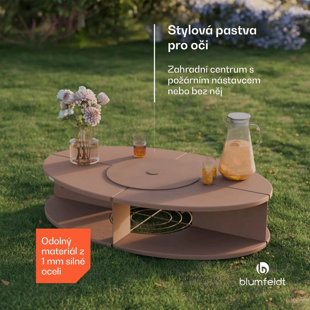 Blumfeldt Firebowl Ebeko 3 v 1, lze použít jako gril nebo stůl, grilovací rošt + ochrana proti jiskrám
