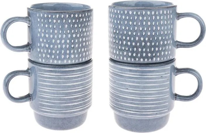 Sada 4 ks keramických hrnků SKY BLUE, 290 ml