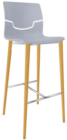 GABER - Barová židle SLOT BL - vysoká, šedá/buk