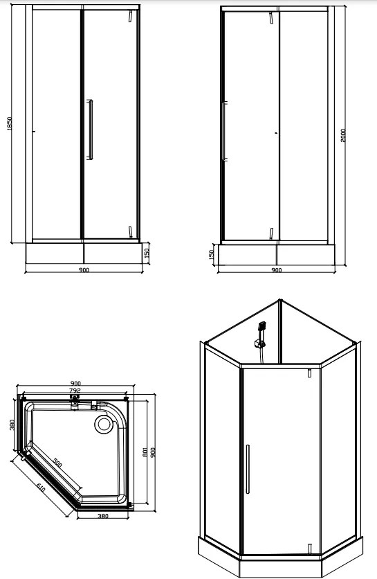 NIKIDO - S Sprchový box DIAMOND white 90x90x200