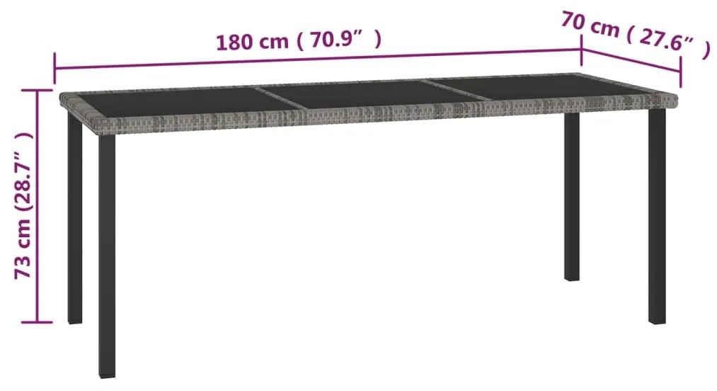 vidaXL Marketos 9dílný zahradní jídelní set polyratan šedý