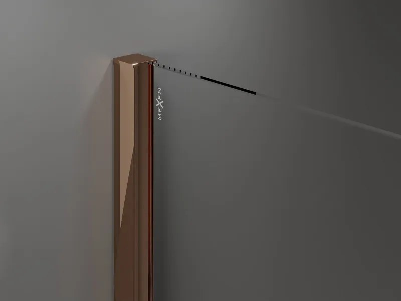 Mexen Velar posuvná sprchová stěna Walk-in 130 x 200 cm, matné sklo 8 mm, růžové zlato - 871-130-000-33-60