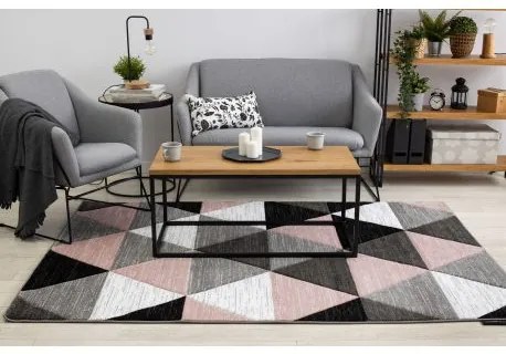koberec ALTER Rino trojúhelníky růžový velikost 140x190 cm | krásné koberce cz