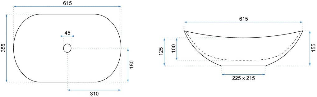 Rea Royal 60 umyvadlo na desku, 62 x 36 cm, bílá, REA-U0441