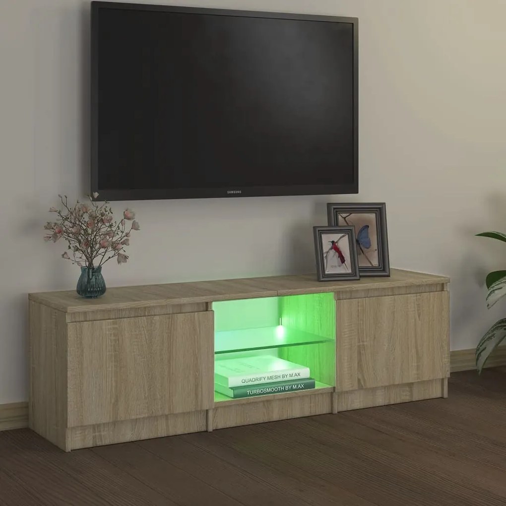 vidaXL TV skříňka s LED osvětlením 120x30x35,5 cm [804290] Barva: kouřový dub