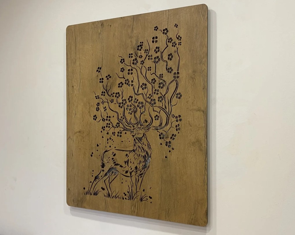 Li-Go "Jelen" světelný obraz 230V 70x100 cm provedení povrchu: dub světlý