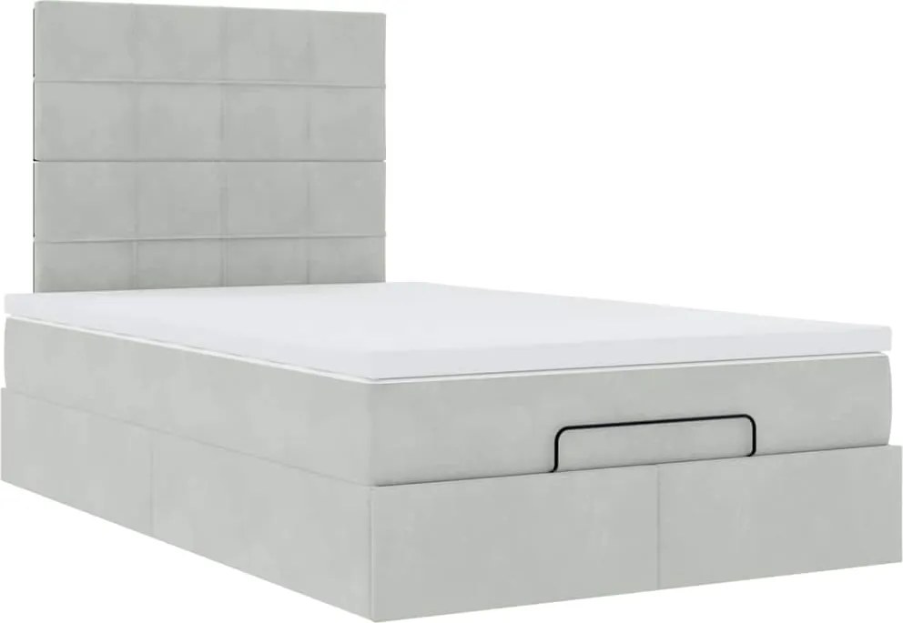 Osmanský rám postele s matracemi světle šedá 120x200cm samet 3313463