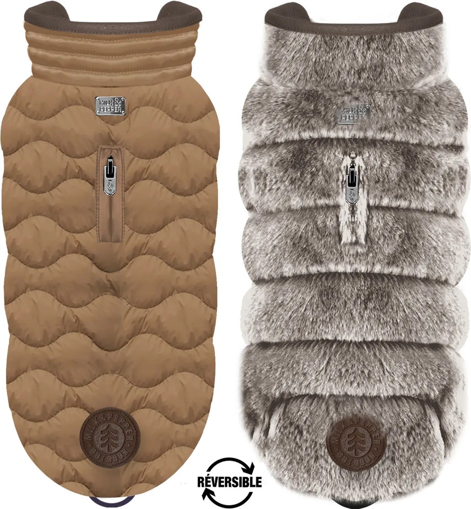 MILK&PEPPER Oboustranný kabát pro psy Gaspard Camel Velikost: 32