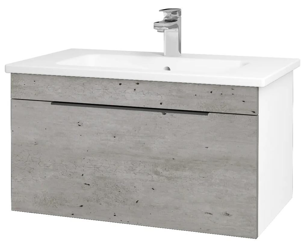 Dřevojas Koupelnová skříň ASTON SZZ 80 Varianta: N01 Bílá lesk / Úchytka T04 / D01 Beton