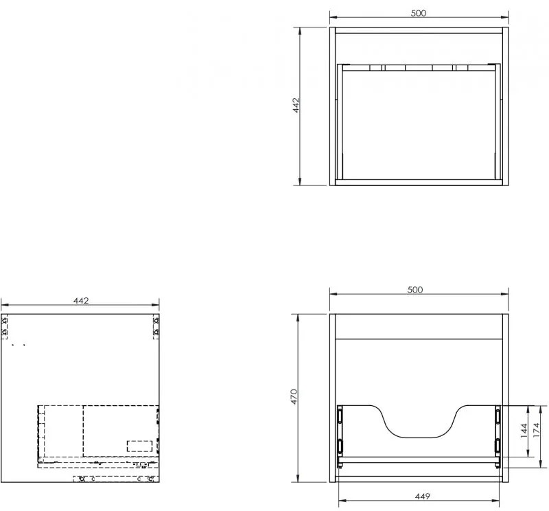 Mexen Box-A, závěsná skříňka 50 cm, 1 zásuvka, dub, 91AX0-0500-470-1-81