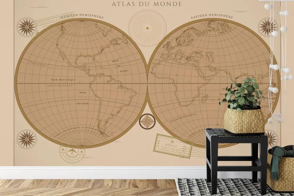 Fototapeta Atlas Du Monde Vintage Omyvatelný vlies 254x184