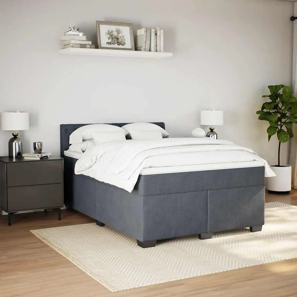 Box spring postel s matrací tmavě šedá 160x200 cm samet 3288661