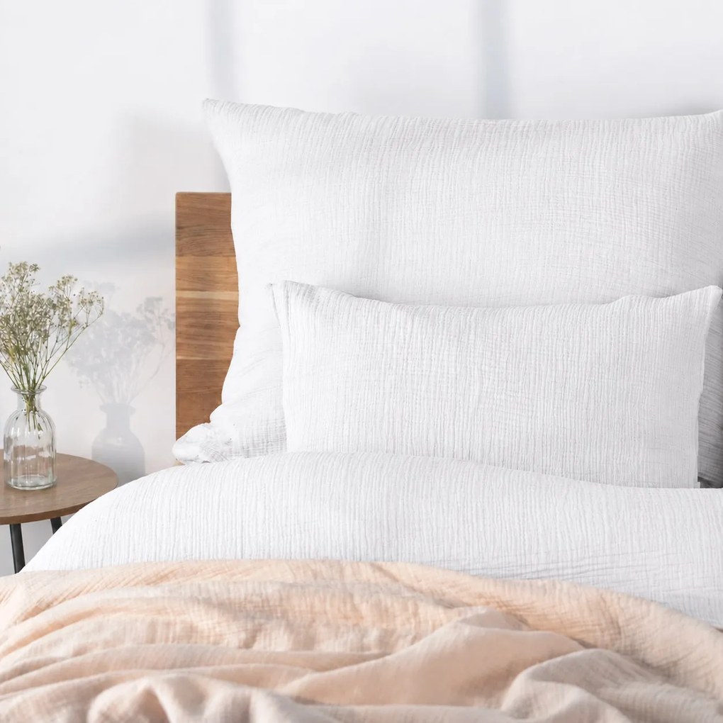 Mušelínové prodloužené povlečení White Velikost: 140 x 220 + 70 x 90