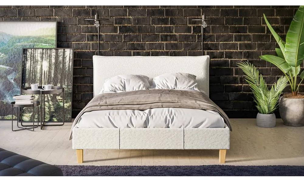 Krémová čalouněná dvoulůžková postel s roštem 140x200 cm Tina – Ropez