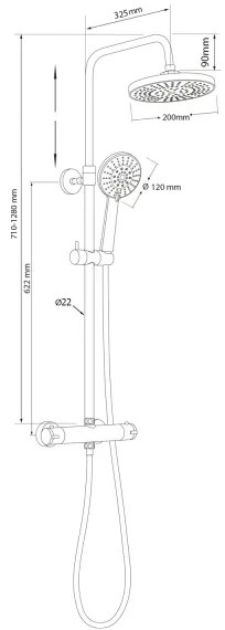 Aqualine - Sprchová sada s termostatickou baterií LIGA lesklý chrom