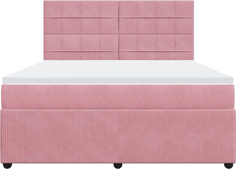 Box spring postel s matrací růžová 180x200 cm samet 3292411