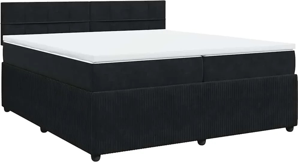 Box spring postel s matrací černá 200x200 cm samet 3290132