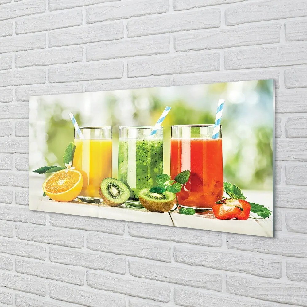 Obraz na skle Koktejly Strawberry Kiwi 140x70 cm