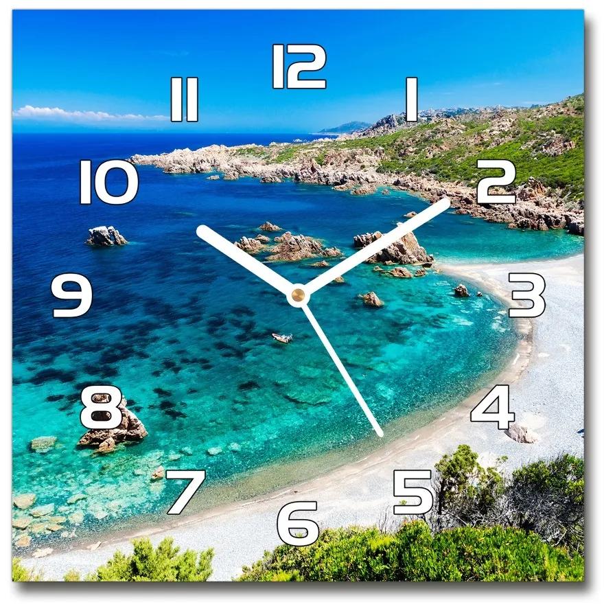 Wallmuralia Skleněné hodiny čtverec Mořský záliv 30x30 cm