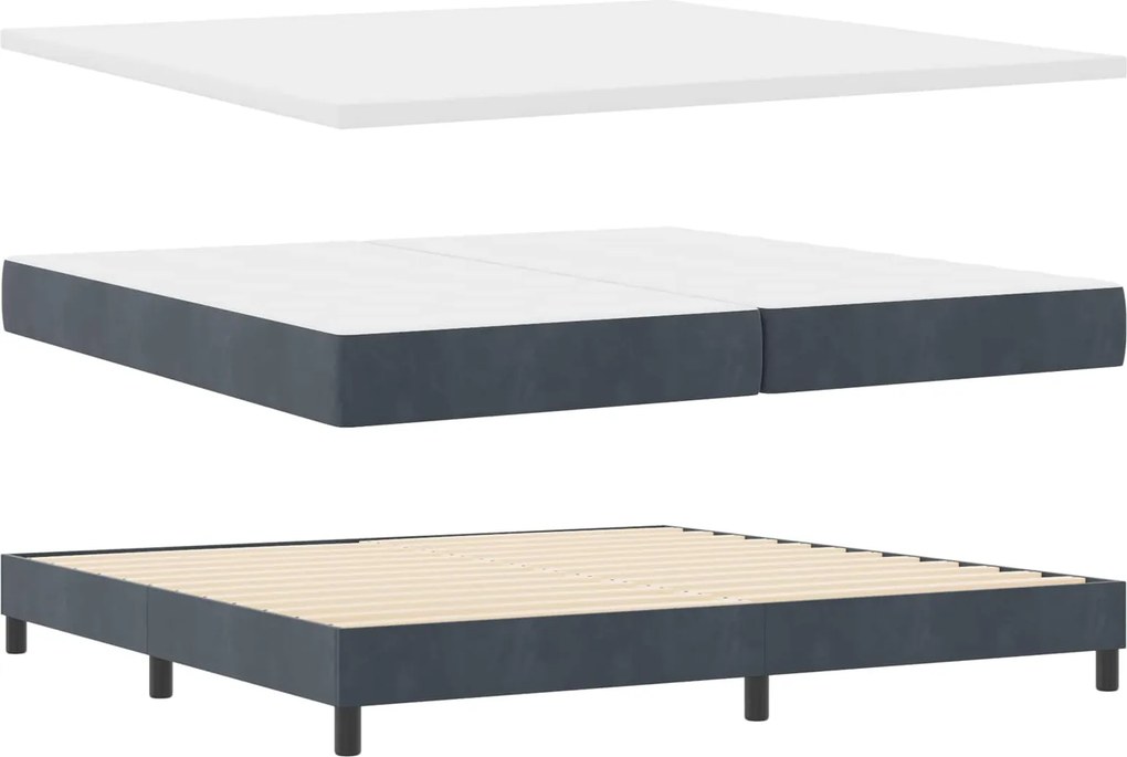 Postel s boxspringem s čelo Tmavě šedá 200 x 200 cm samet 3340407