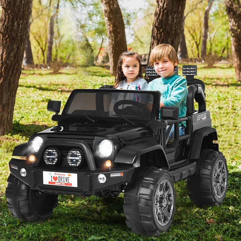 Costway Elektrické auto 12 V napájené baterií se 2 sedadly, černé, černý
