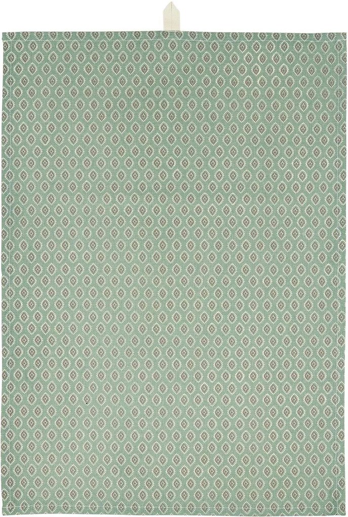 IB LAURSEN Bavlněná utěrka Dusty Green Berry Pattern, zelená barva, textil